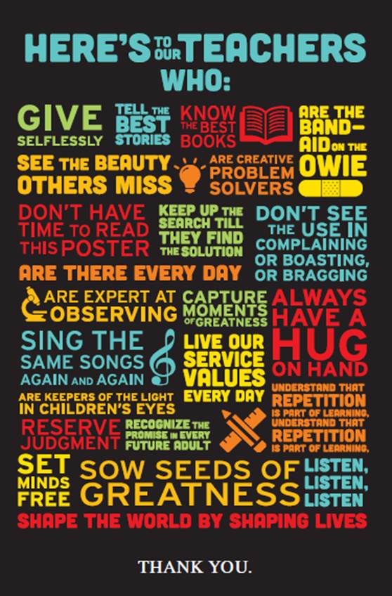 Thank You Teachers! | Lake Lure North Carolina