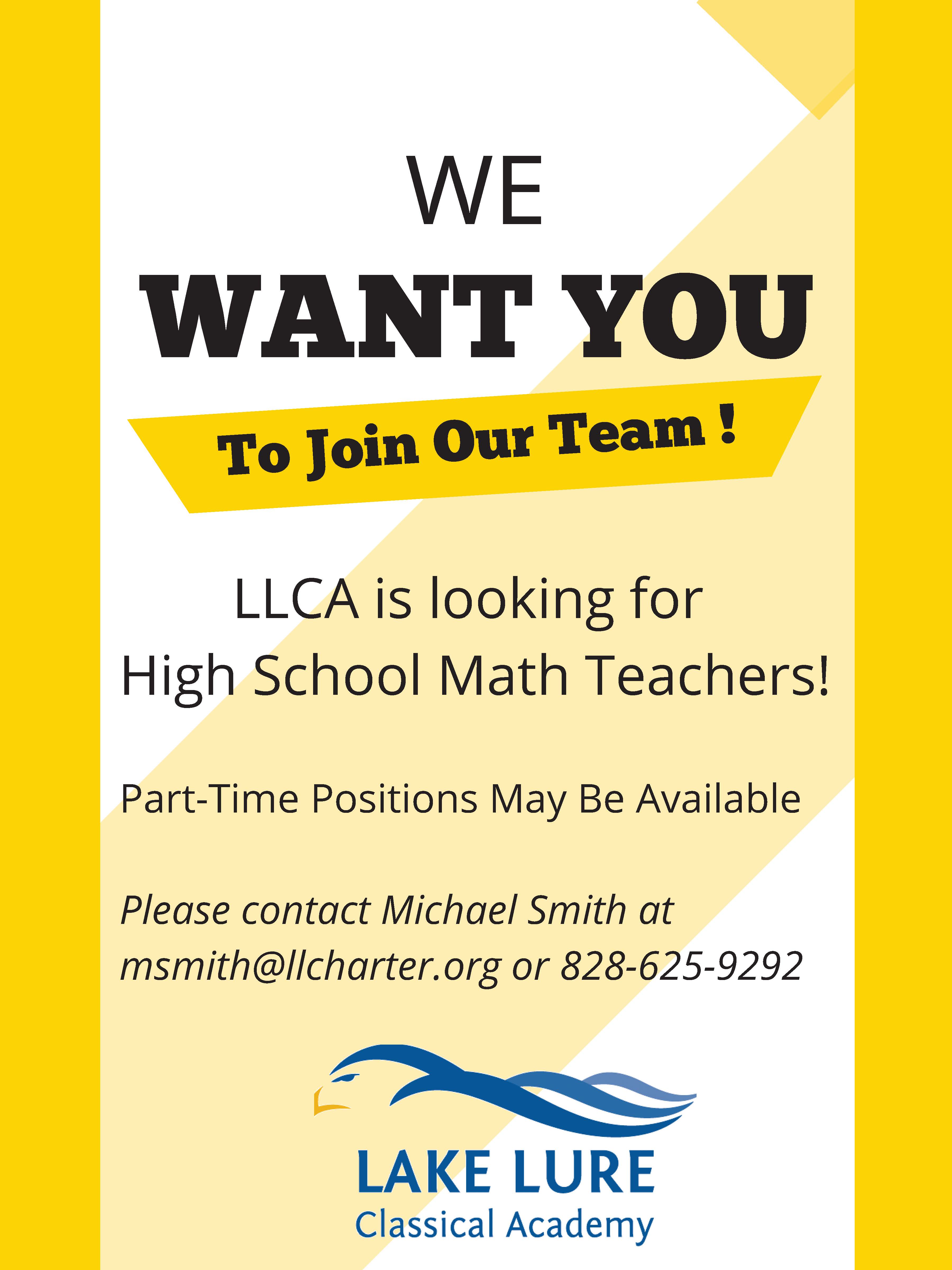 Opening for Part-Time High School Math Teacher | Lake Lure North Carolina