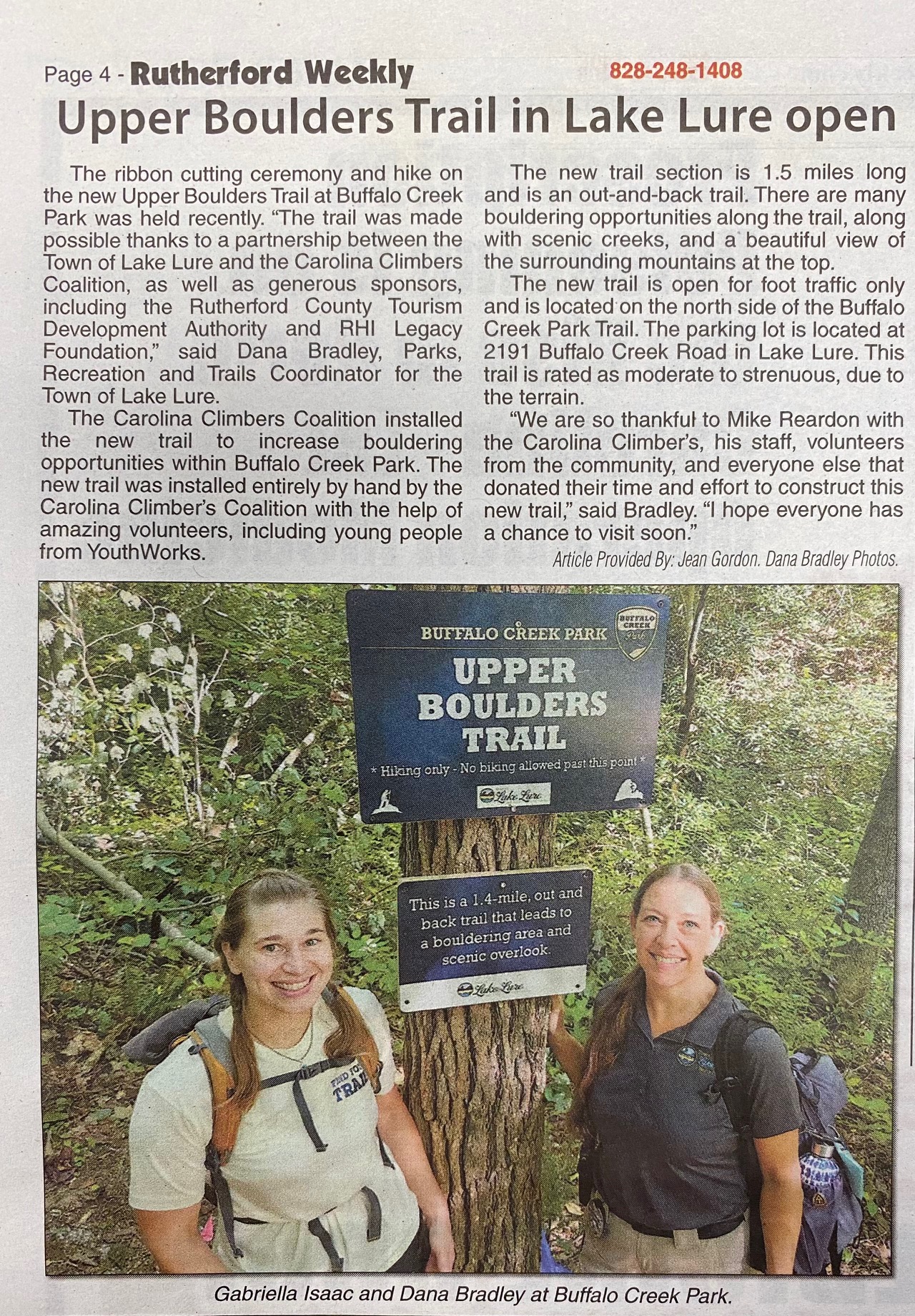 Rutherford Weekly - Upper Boulder Trail in Lake Lure Open | Lake Lure ...