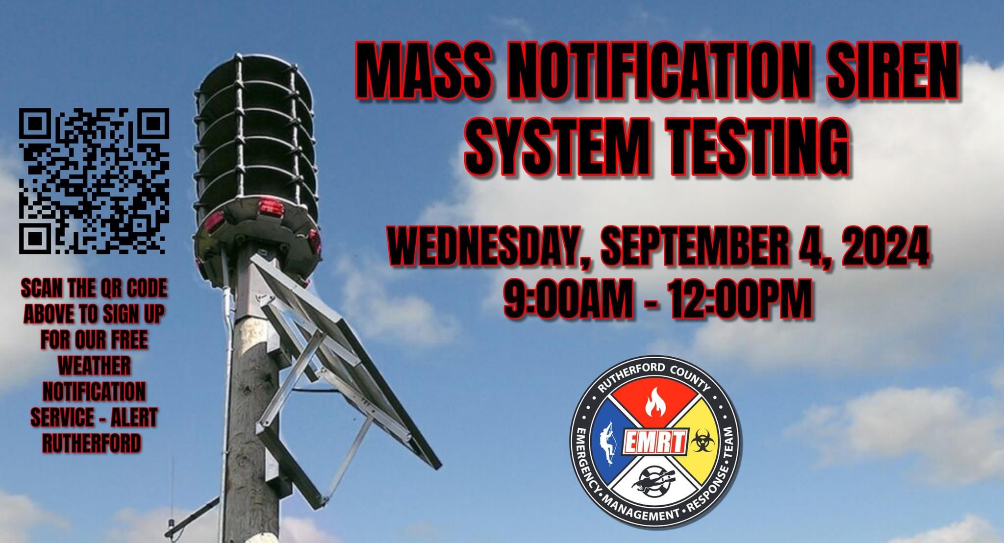 MASS NOTIFICATION SIREN SYSTEM TESTING – WEDNESDAY, SEPTEMBER 4, 2024 ...