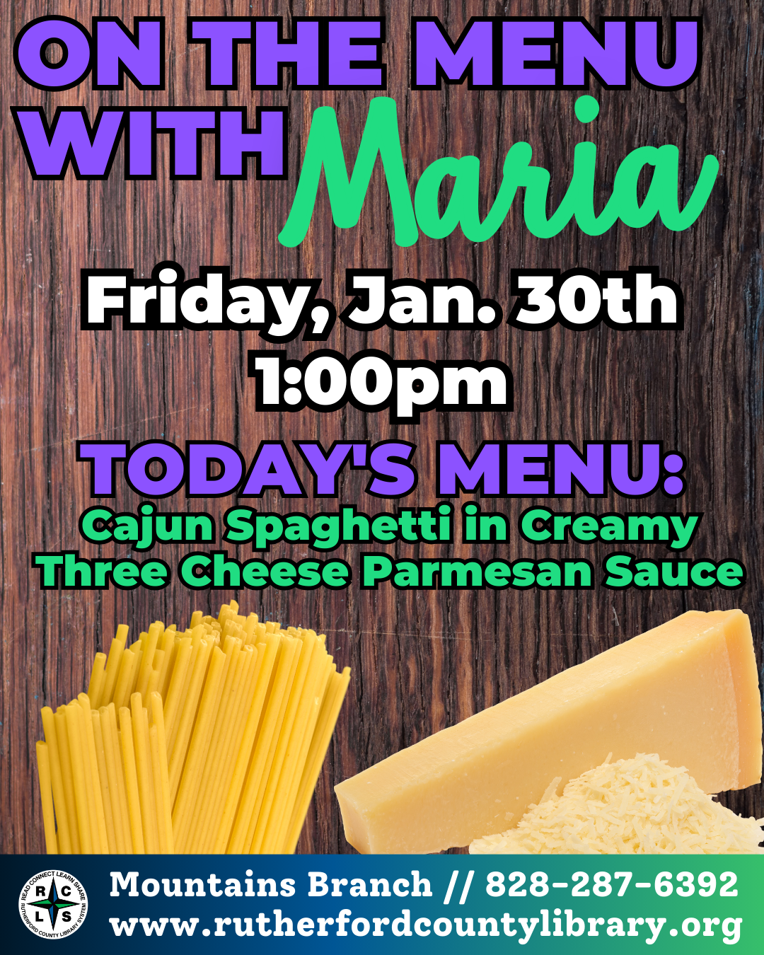 Mountains Branch Library Event - On the Menu with Maria - 1-30-26 at 1 ...