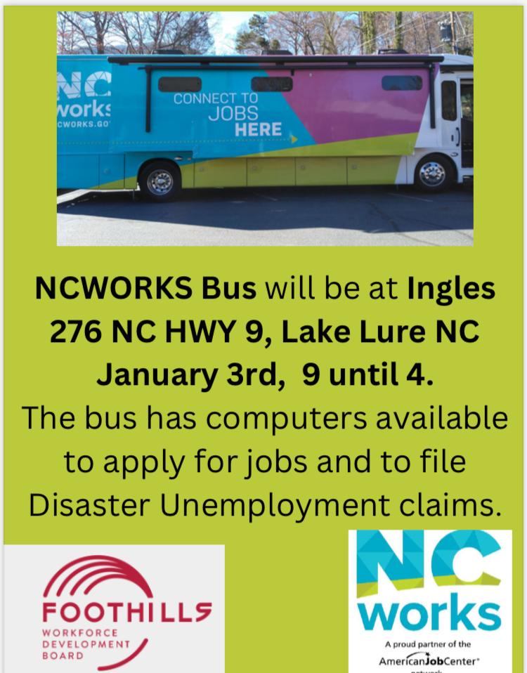 NC Works Computer/Internet Bus at Ingles January 3, 2025 | Lake Lure ...