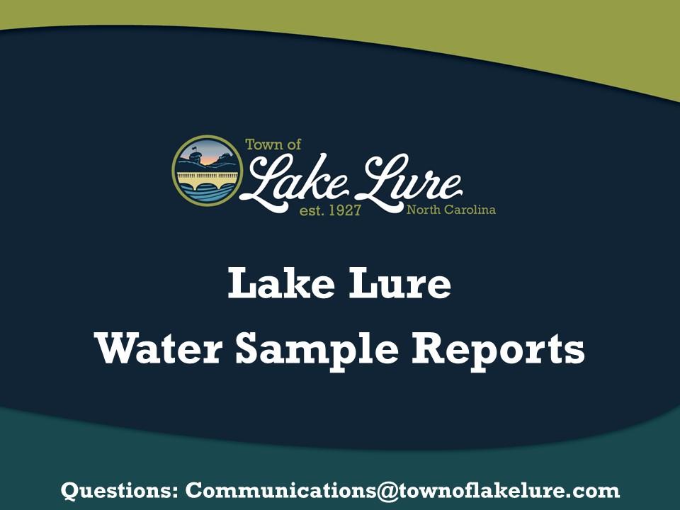 Lake Lure Water Sample Reports | Lake Lure North Carolina