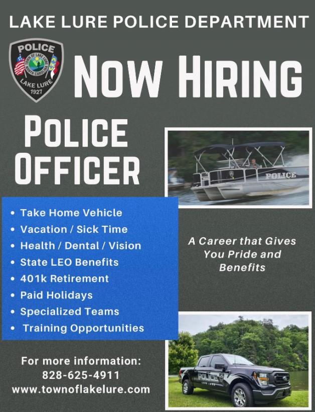 Employment Opportunity - Lake Lure Police Department - Police Officer ...
